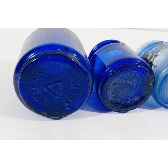 Vicks | Art | Antique Cobalt Blue Glass Vicks Vaporub Bottles Medicine ...